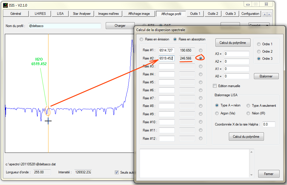 Traitement avancé des spectres LHIRES avec le logiciel ISIS