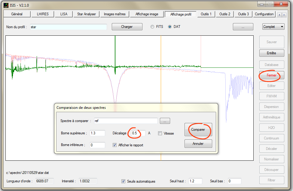 Traitement avancé des spectres LHIRES avec le logiciel ISIS